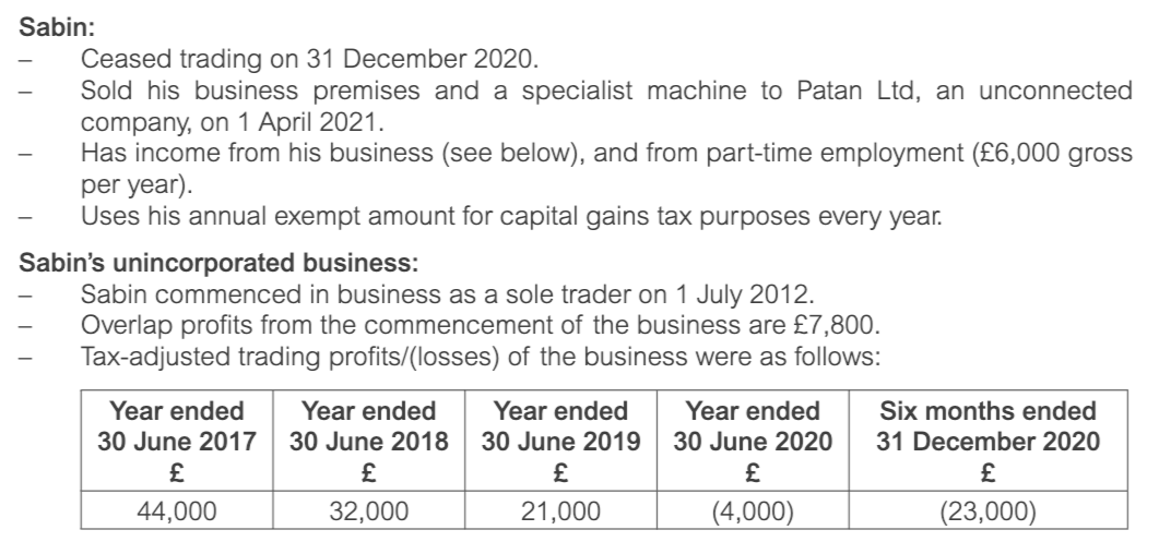 ACCA ATX (UK) CBE: A4a. Terminal loss relief | aCOWtancy Textbook