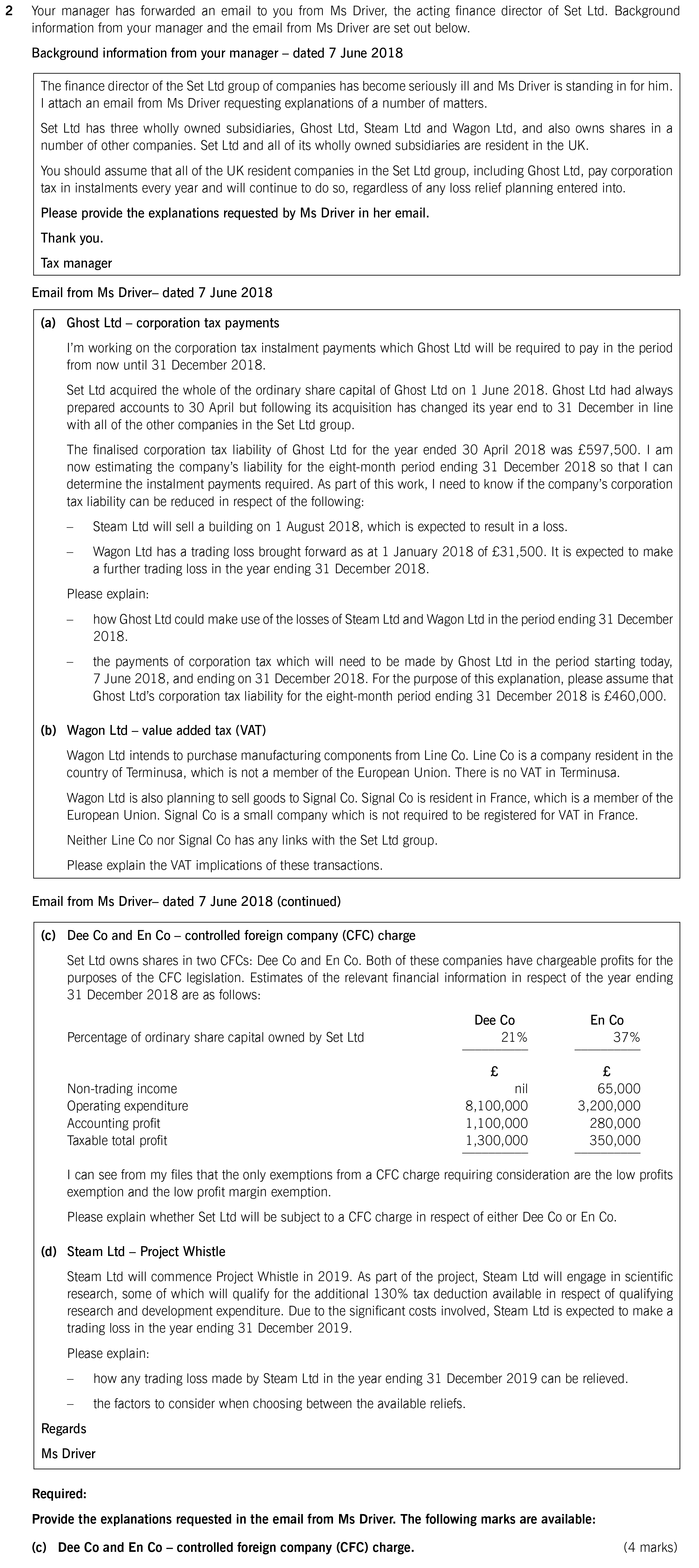 ACCA ATX (P6 UK) Past Papers: A4diii. Controlled foreign companies ...