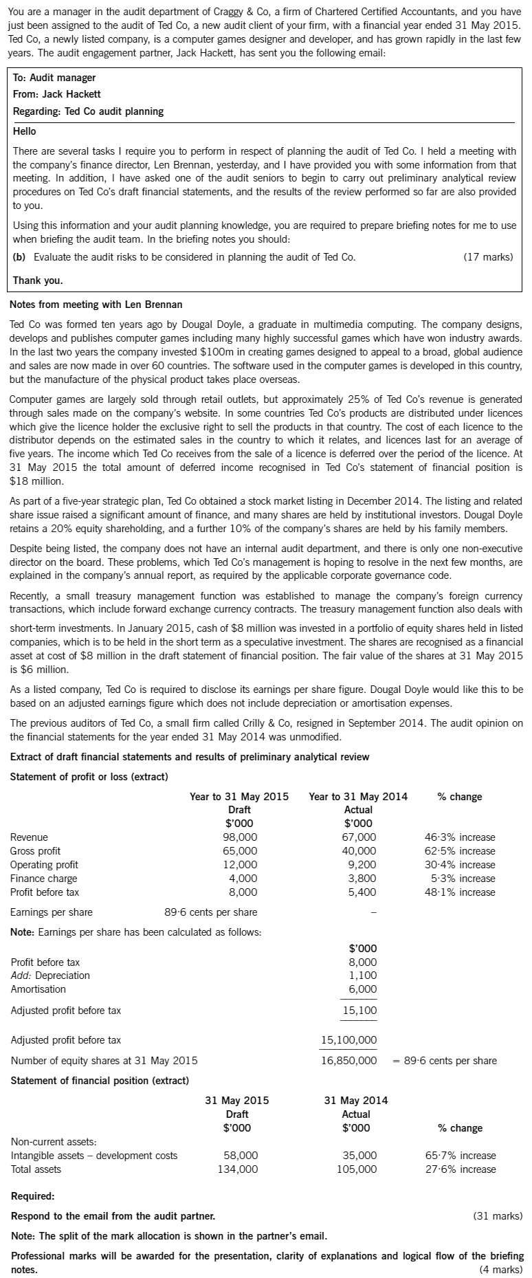 ACCA AAA (INT) Past Papers: D1b. Components of Audit Risk | aCOWtancy ...