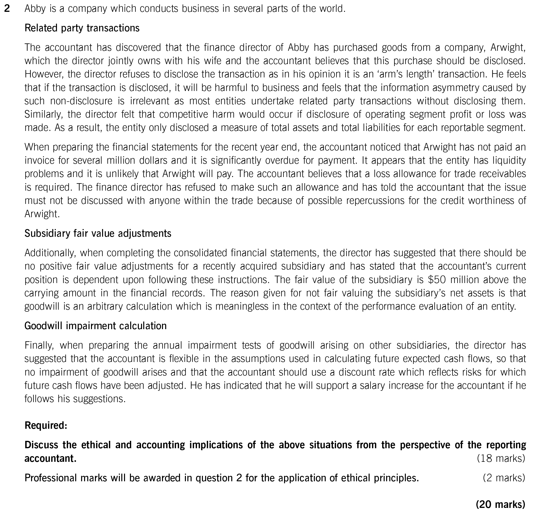 ACCA SBR (INT) Past Papers: C11. Related Parties | aCOWtancy Textbook