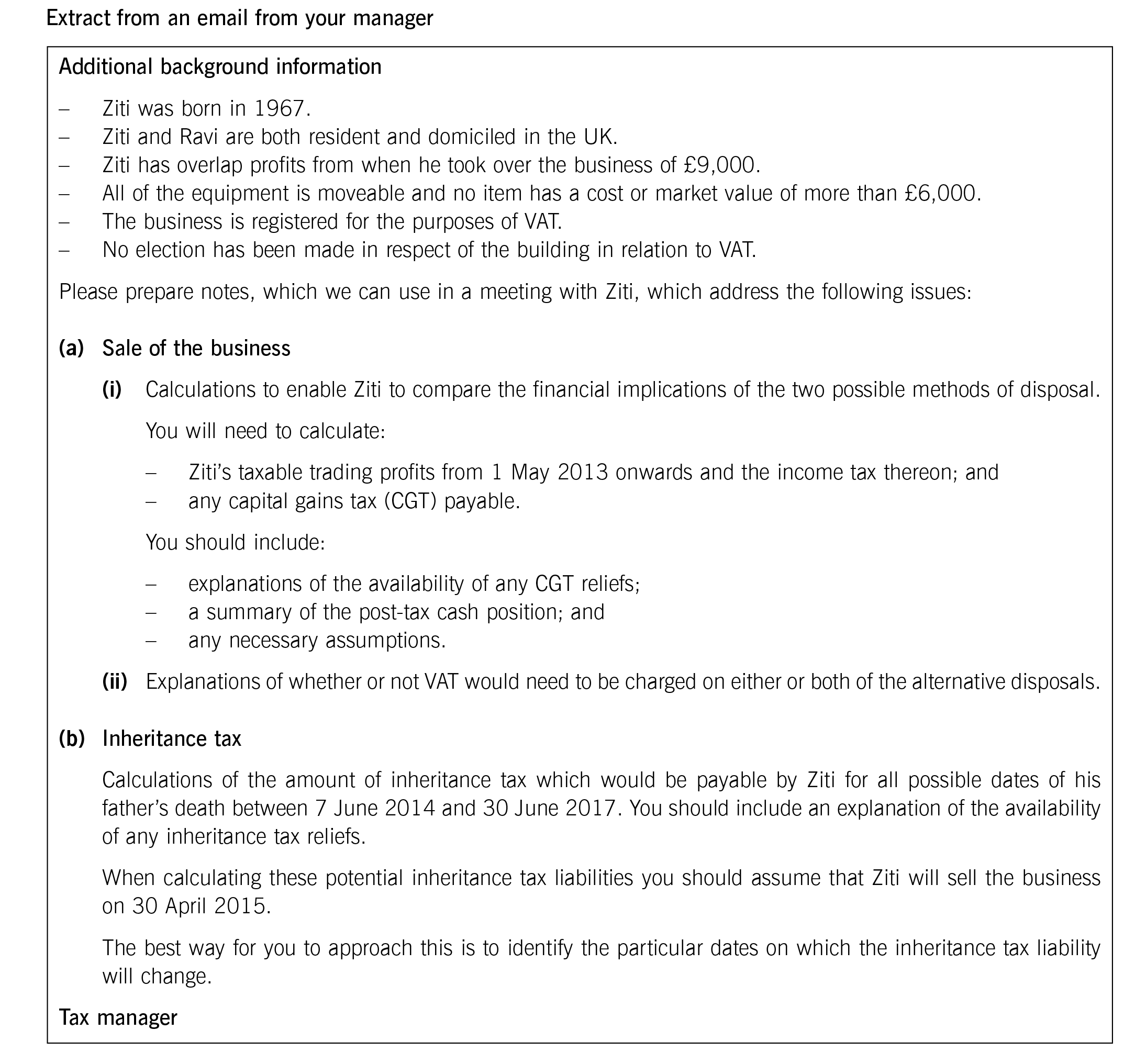 ACCA ATX (UK) Past papers - Question 1b - June 2014 | aCOWtancy Exam Centre