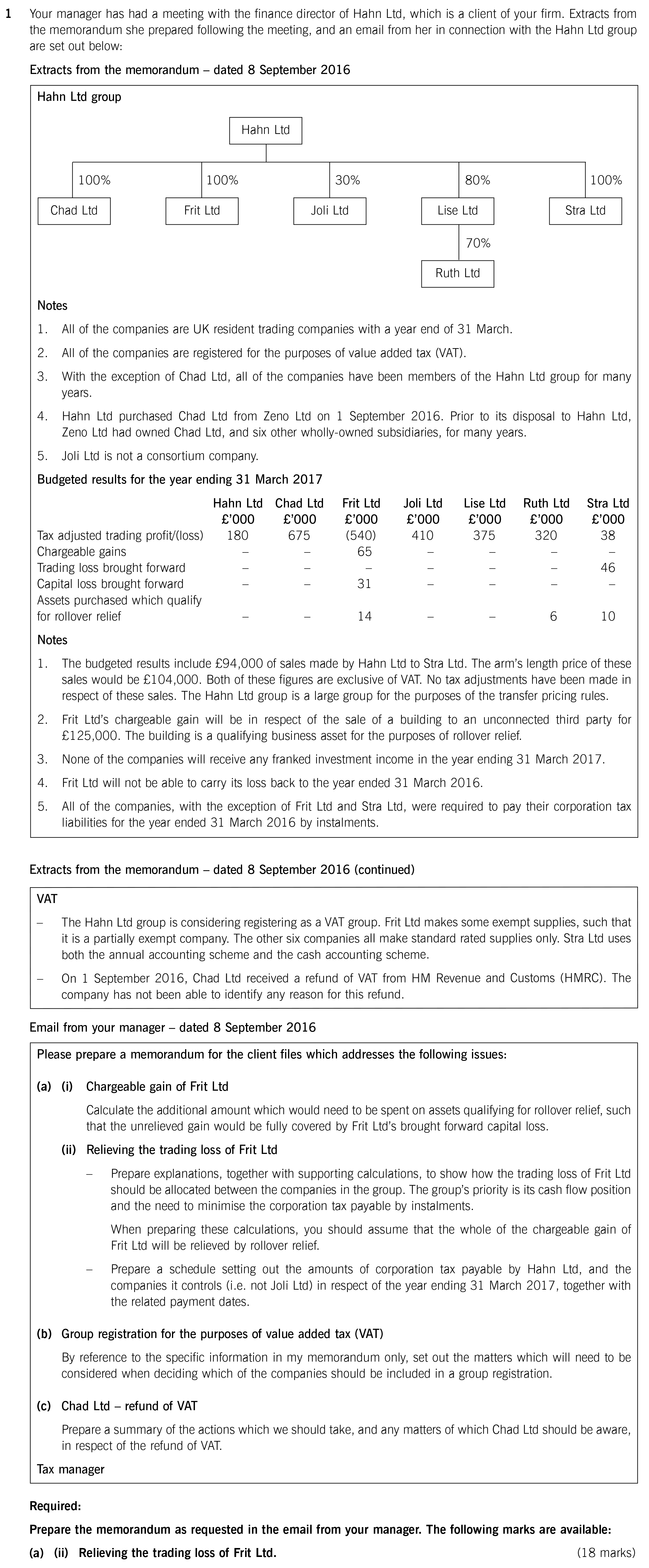 ACCA ATX (P6 UK) Past papers - Question 1a ii - December 2016 Sample ...